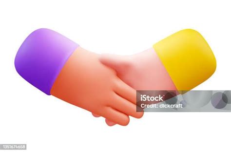 흰색 배경에서 격리된 만화 악수 일러스트레이션 또는 아이콘을 렌더링한 3d 렌더링 계약 또는 계약 또는 계약 또는 우정 개념