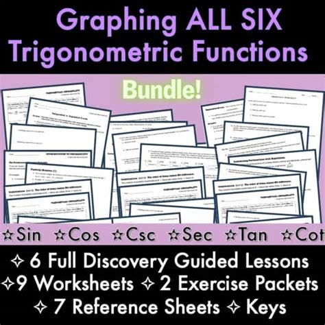 Bundle Graph All 6 Trigonometric Functions Lessons Worksheets