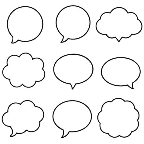 A Set Of Nine Different Speech Bubble Shapes The Shapes Are Circles Clouds And Ovals All Of The