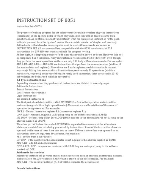 8051 Notes 2 Instruction Set Pdf Computer Hardware Office Equipment