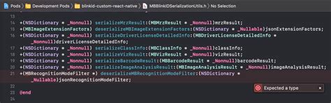 Expected A Type Error In XCode Blinkid Custom React Native 5 7 0 Issue 163 BlinkID