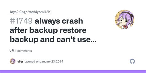 Always Crash After Backup Restore Backup And Cant Use J2k Because Of