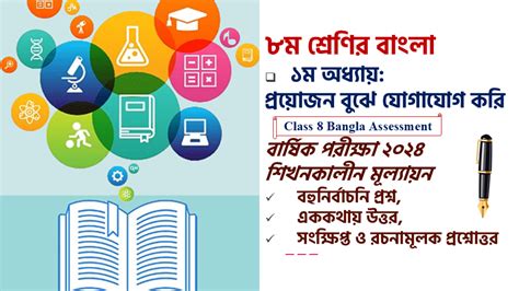 ৮ম শ্রেণির বাংলা ১ম অধ্যায় প্রয়োজন বুঝে যোগাযোগ করি বার্ষিক পরীক্ষা ২০২৪ শিখনকালীন