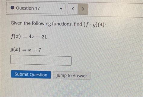 solved given the following functions find f⋅g 4