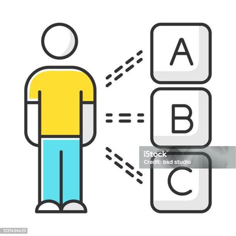 개인 설문 조사 색상 아이콘입니다 여러 선택 옵션을 선택합니다 질문과 대답 심리 테스트 고객 인터뷰 성격 평가 및 평가 점검 표