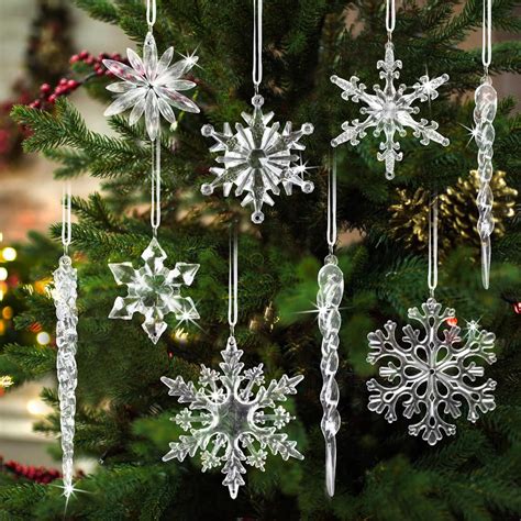 Crystal Christmas Tree Ornaments Decorations Set 24pcs Xmas Clear
