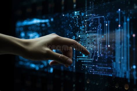 Hand Reaching Out To Touch An Interactive Data Screen Symbolizing The