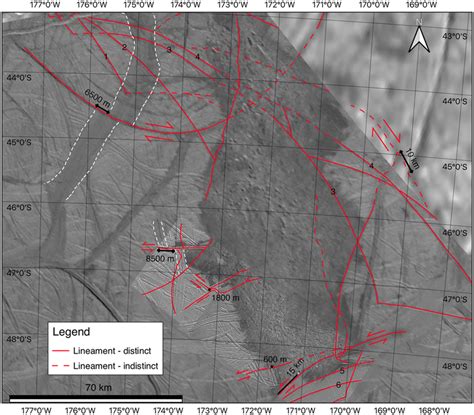 selected mapping of lineaments in the area of thrace macula as shown