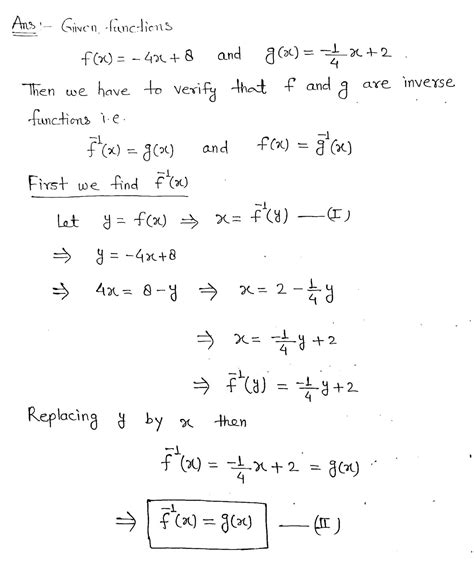 answered verifying inverses verify that fand g are inverse functions