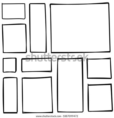 Set Hand Drawn Horizontal Vercital Rectangles Stock Vector Royalty