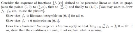 Consider The Sequence Of Functions Fnx Defined To