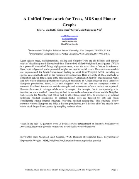 Pdf A Unified Framework For Trees Multi Dimensional Scaling And