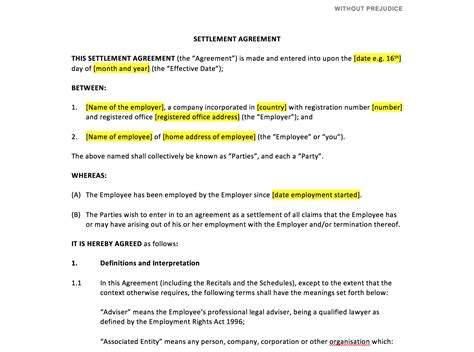 Settlement Agreement And Release Of All Claims Template