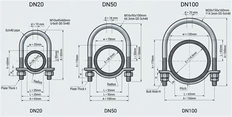 Complete U Bolt Sizes And Dimensions Chart Metric And Sae
