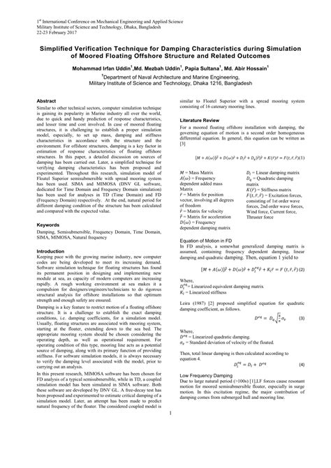 Pdf Simplified Verification Technique For Damping Characteristics