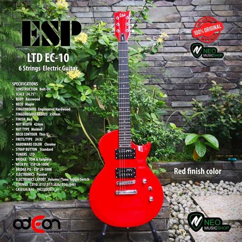 Jual Esp Ltd Ec 10 Ec10 Red Finish 6 Strings Electric Guitar Shopee
