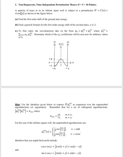 Solved 2 Non Degenerate Time Independent Perturbation