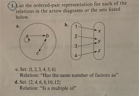 solved 1 list the ordered pair representation for each of