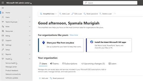 get alerts on microsoft 365 service health