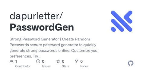 Github Dapurletterpasswordgen Strong Password Generator Create Random Passwords Secure