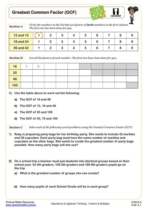 Greatest Common Factor Free Printable Worksheets Worksheets Hq