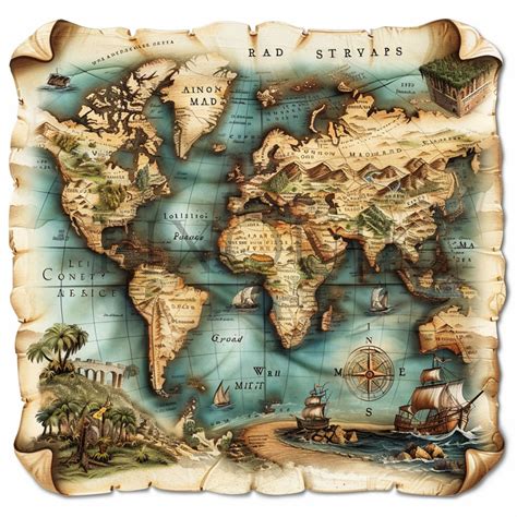 Vintage World Map Clipart High Resolution  Digital Download
