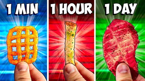 1 Minute Vs 1 Hour Vs 1 Day Snacks By Vanzai Cooking Youtube