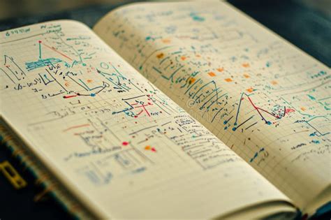 Detailed Notebook Filled With Hand Drawn Data Charts Brainstorming