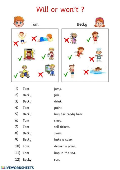 A Simple Worksheet To Practise The Future Tense With Willaffirmative