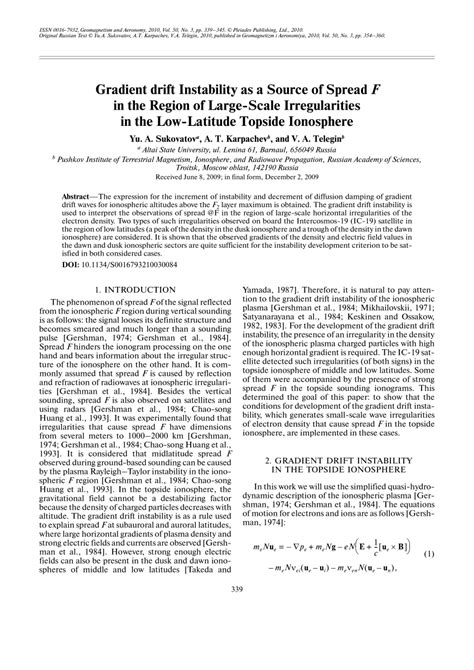 Pdf Gradient Drift Instability As A Source Of Spread F In The Region