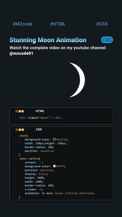 🌙 Moon Animation Stunning Night Sky Effect Html And Css Mzcode01 Css