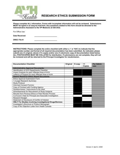 Research Ethics Submission Form
