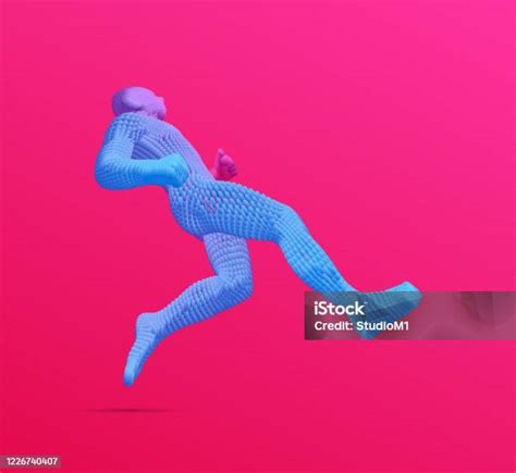 런닝맨 또는 마라톤 러너 3d 인체 모델 스포츠를 위한 디자인 파티클로 구성된 벡터 그림입니다 1위에 대한 스톡 벡터 아트 및 기타 이미지 Istock