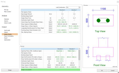 Pile Cap Design Spreadsheet Pile Cap Results