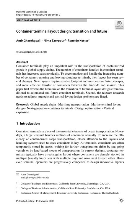 Pdf Container Terminal Layout Design Transition And Future