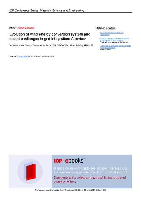 Pdf Evolution Of Wind Energy Conversion System And Recent Challenges In Grid Integration A Review