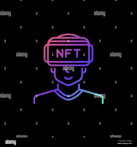 Nft Vr Vector Concept Line Colorful Icon Virtual Reality Non Fungible Token Linear Sign On