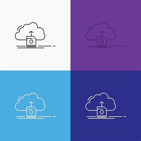Cloud Upload Save Data Computing Icon Over Various Background Line