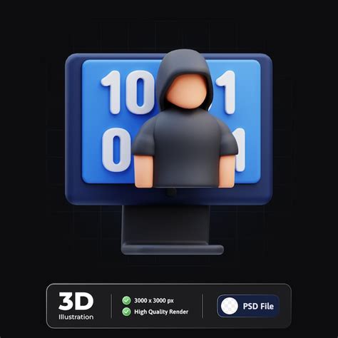 Premium Psd 3d Icon Internet Cyber Crime Hacker
