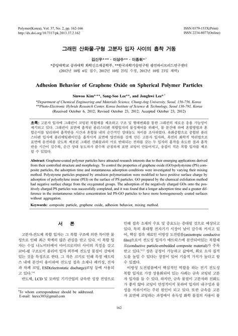Pdf Adhesion Behavior Of Graphene Oxide On Spherical Polymer Particles