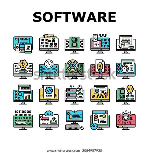 Software Program Development Icons Set Vector Stock Vector Royalty