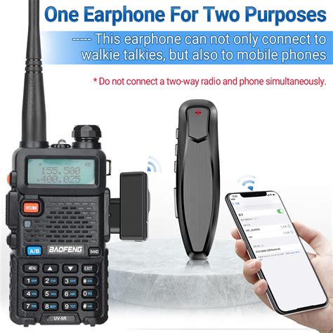 Cell Phone Walkie Talkie Wireless Bluetooth Ptt Headset Earpiece Hands
