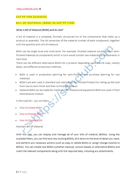 Bill Of Material Bom In Sap Pp Docx 1719891999 Pdf