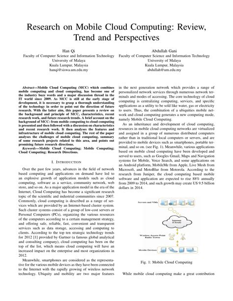 Pdf Research On Mobile Cloud Computing Review Trend And Perspectives