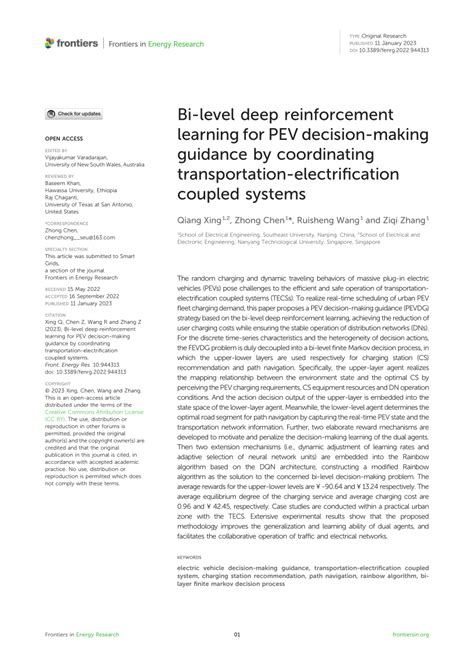 Pdf Bi Level Deep Reinforcement Learning For Pev Decision Making