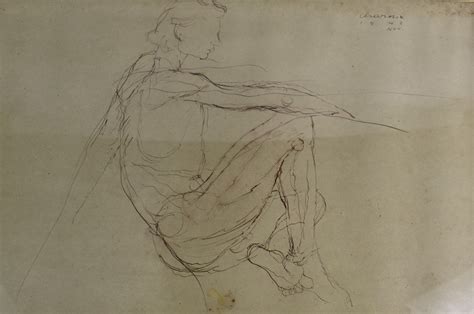 Siegfried Charoux Untitled Nude Sketch Of A Seated Female Figure