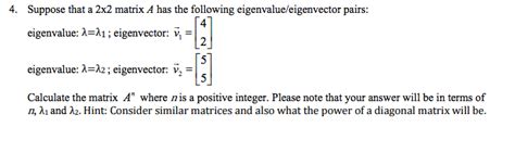 Solved Suppose That A 2 Times 2 Matrix A Has The Following