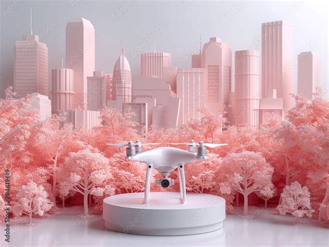 Podium Background Drone Urban Technology Product 3d Stand Park Drone
