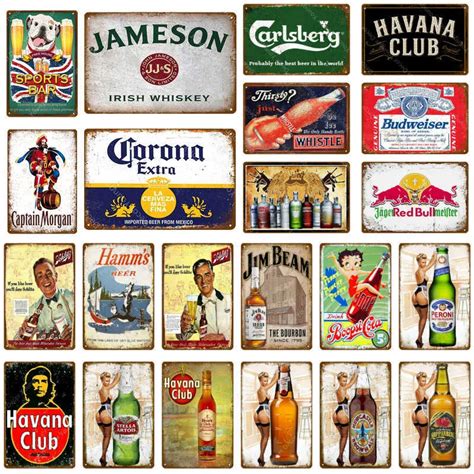 Vintage Bar Signs Whiskey Beer Metal Tin Signs For Pub Sports Bar