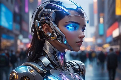 Premium Ai Image Cybernetic Elegance A Stunning Glimpse Into A Future City Where Humans And